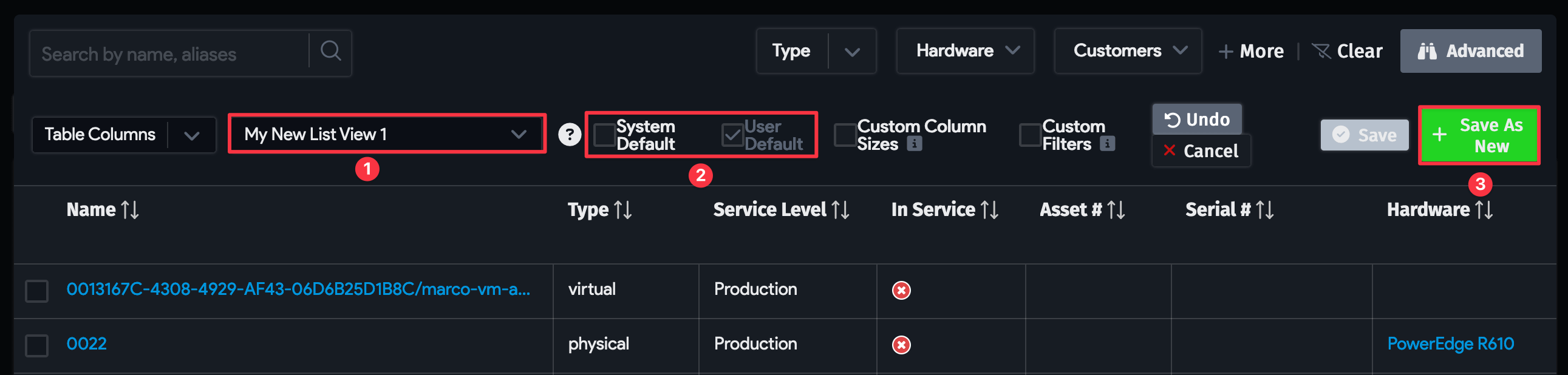 Arrange and Save List Page Column Layout | Device42