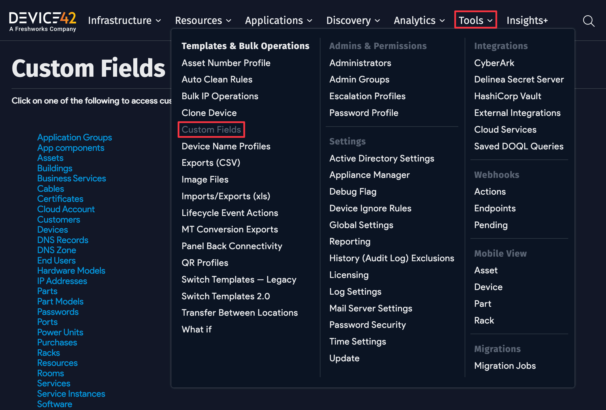 Custom Fields | Device42