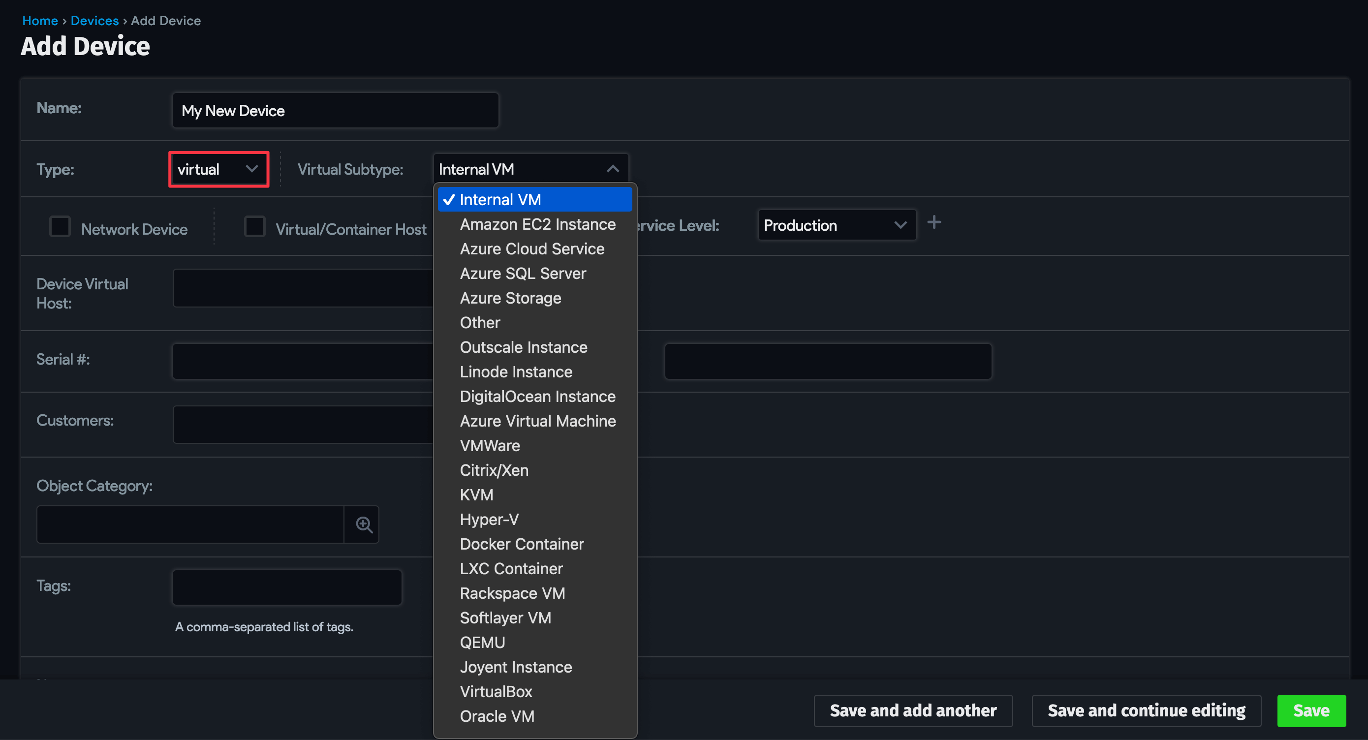 Add/Edit a Device | Device42
