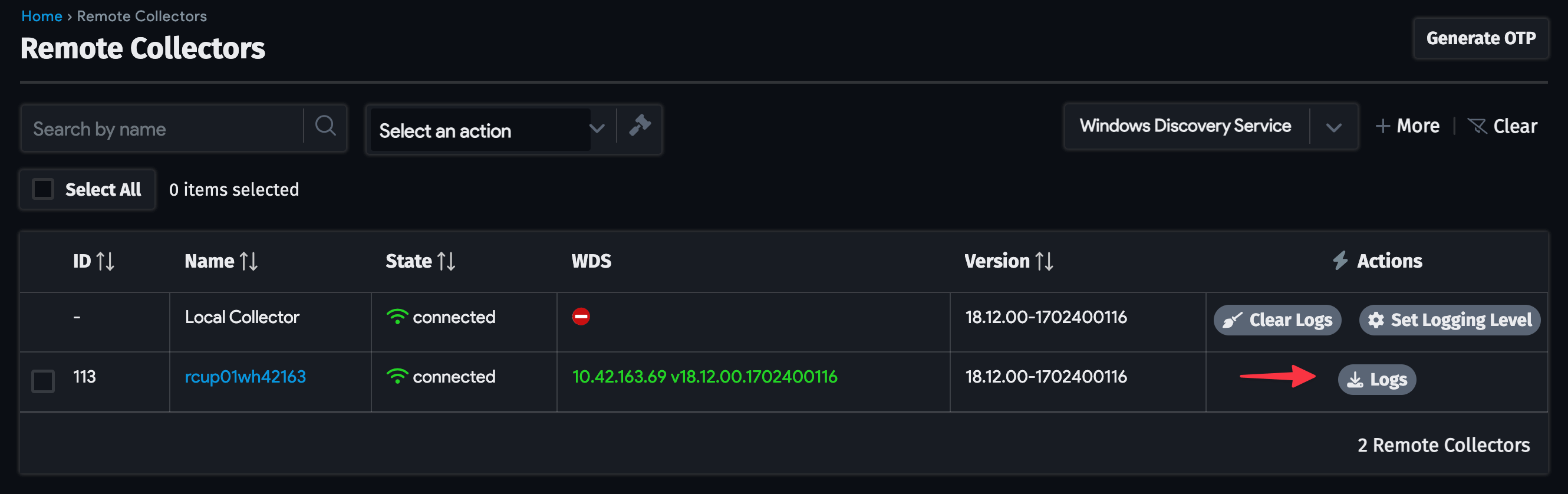Generate log bundle | Device42