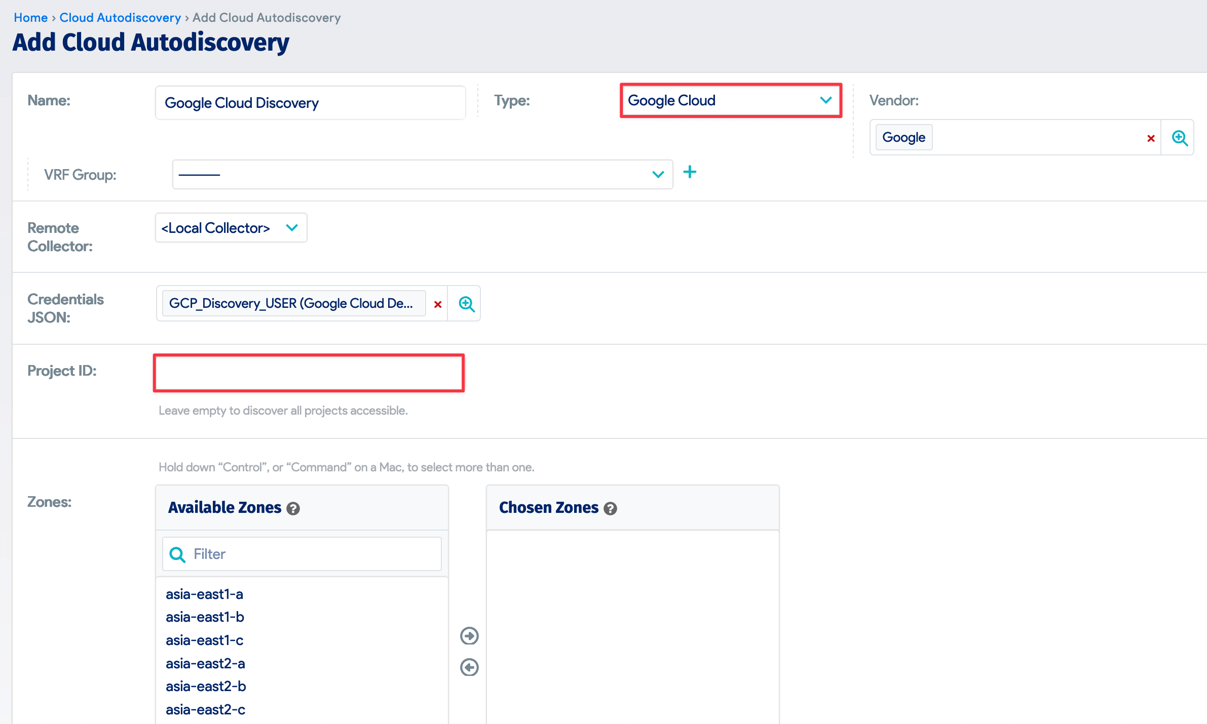 Google Cloud Platform Autodiscovery | Device42
