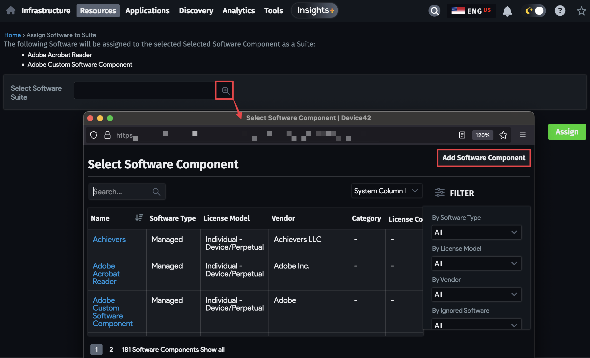 Merge and Assign Software Components | Device42