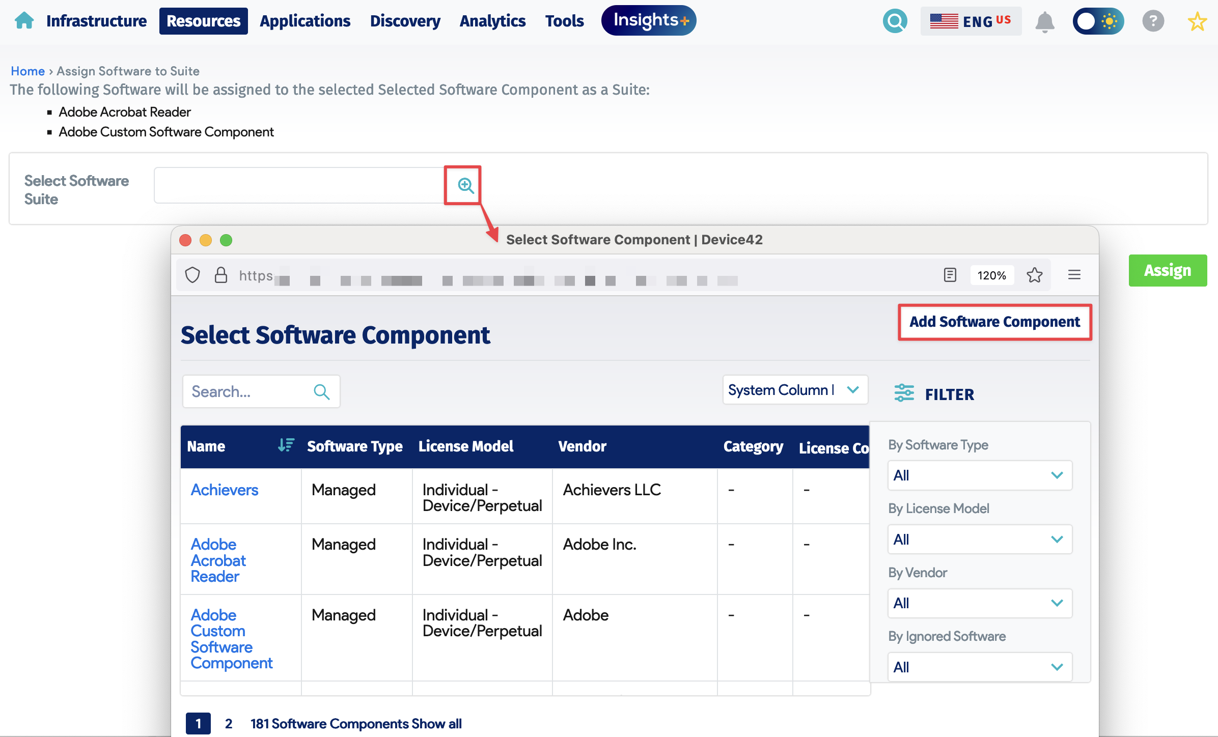 Merge and Assign Software Components | Device42