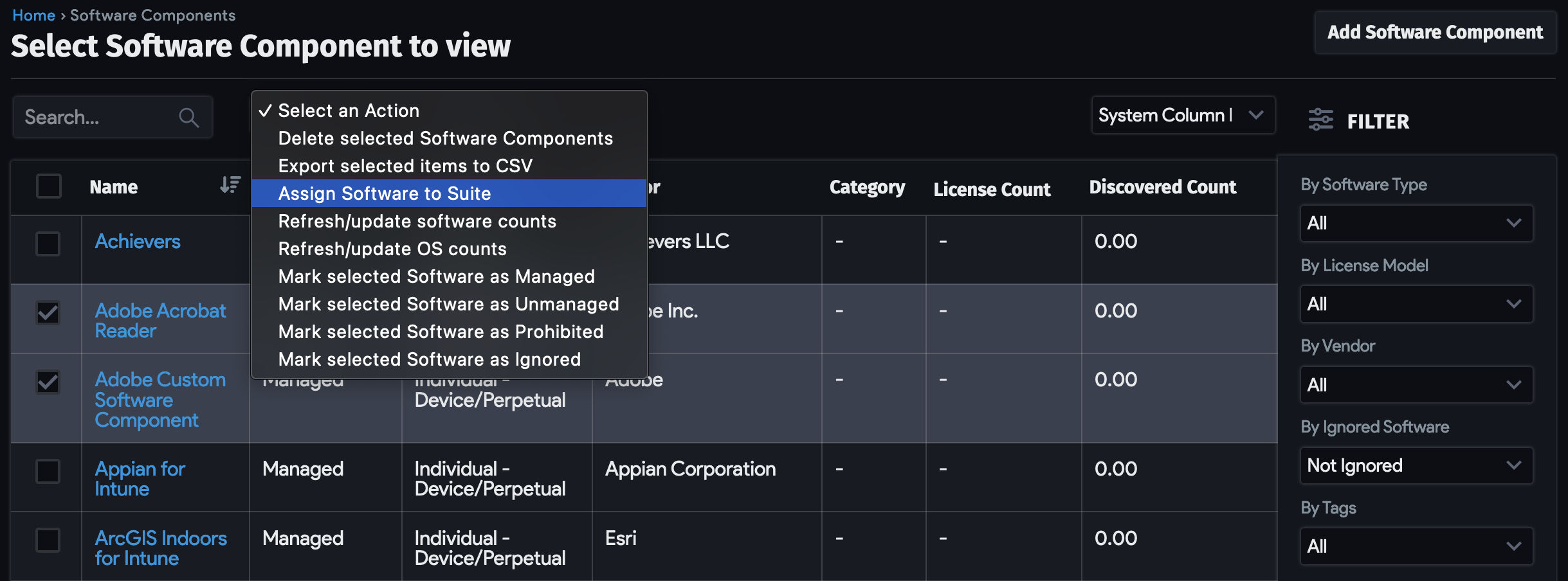 Merge and Assign Software Components | Device42