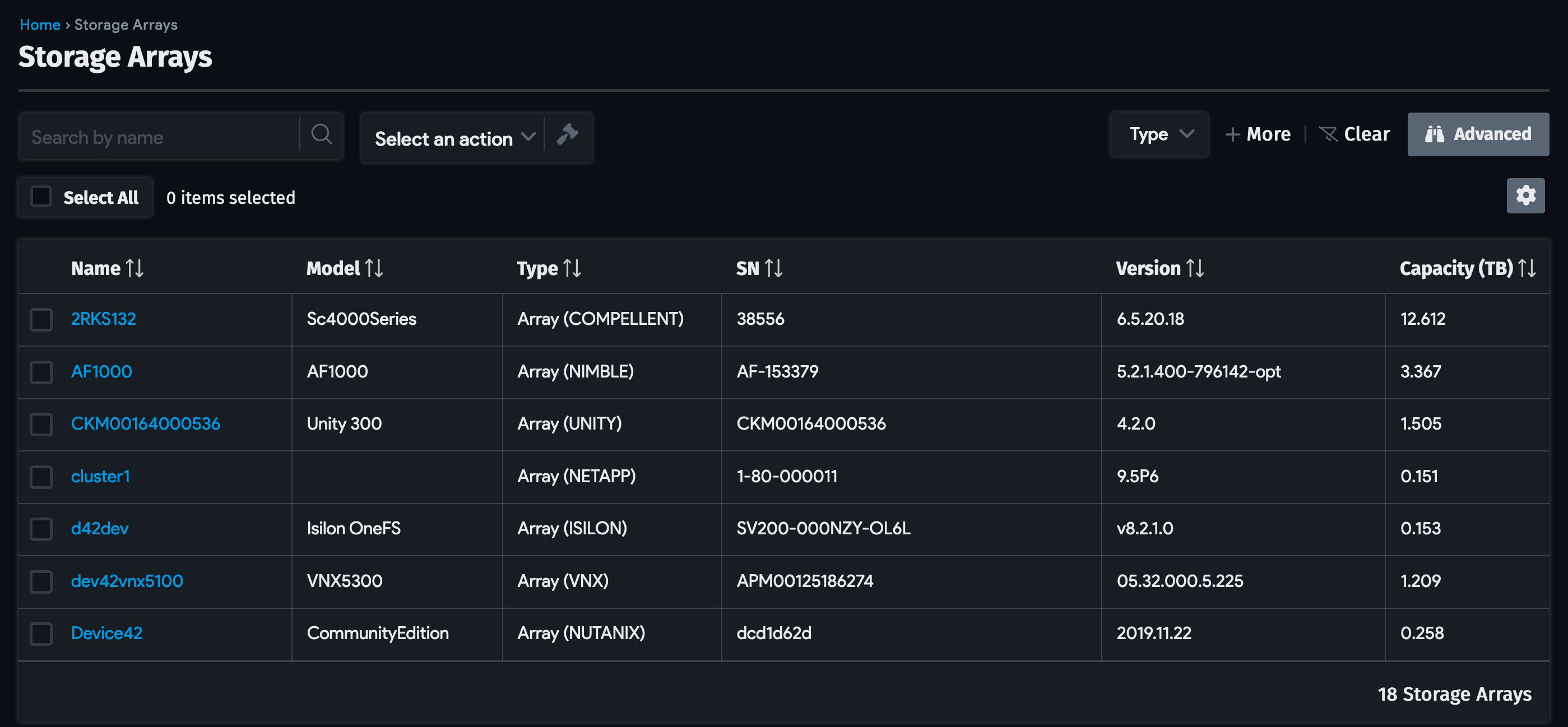 Viewing Storage Arrays | Device42